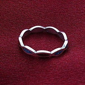 Southwestern Style Oval Turquoise and Coral Gemstone 4mm 925 Sterling Silver Infinity Band Ring for Women Size 8