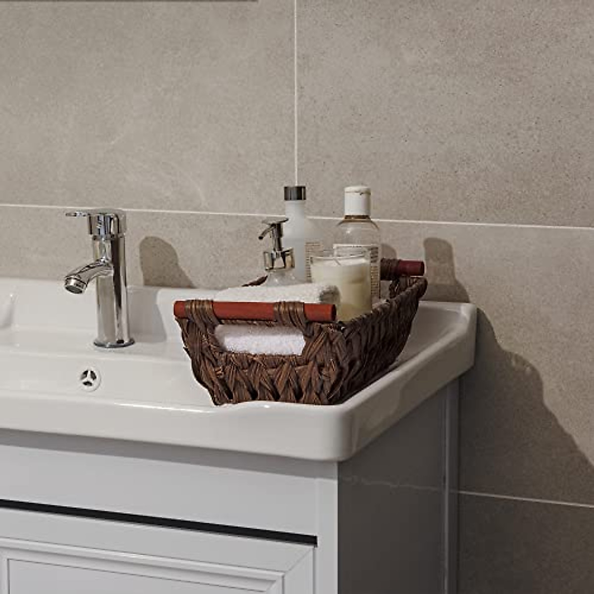 GRANNY SAYS Bundle of 2-Pack Wicker Storage Baskets & 2-Pack Woven Storage Baskets for Bathroom