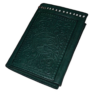 Treasures Of Morocco Handmade Moroccan By-fold Leather Wallet Large Vintage Exquisite Handy Dark green