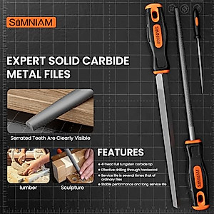 Simniam 18Pcs Professional Files Set, Premium T12 Metal Files with Suitcase, Flat/Triangle/Half-Round/Round Large Files & 12x Needle Files&Cleaning Brush, Perfect for Wood, Metal&DIY Project