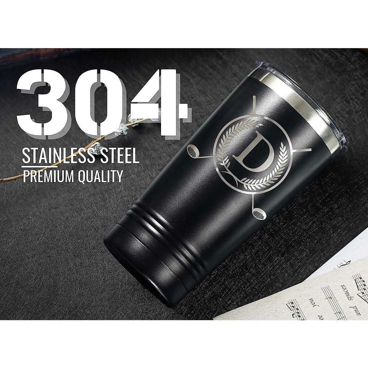 Onebttl Golf Gifts for Men with Initial for Golfer & Golf Lovers, 20oz Travel Mug with Golf Design, Perfect Gifts for Men, Birthday, Christmas - D