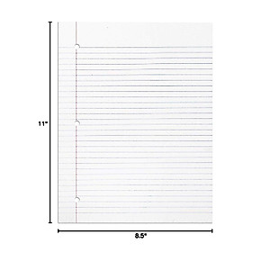 Amazon Basics College Ruled Loose Leaf Filler Paper, 100 Sheet, 11 x 8.5 Inch, 6-Pack
