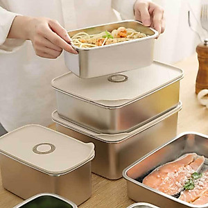 Tacarlha Stainless Steel Food Storage Containers with Airtight Lids Set, Leakproof Meal Prep Containers, Airtight Kimchi Containers Reusable, Stackable/Oven/Dishwsher/Freezer Safe 600ML