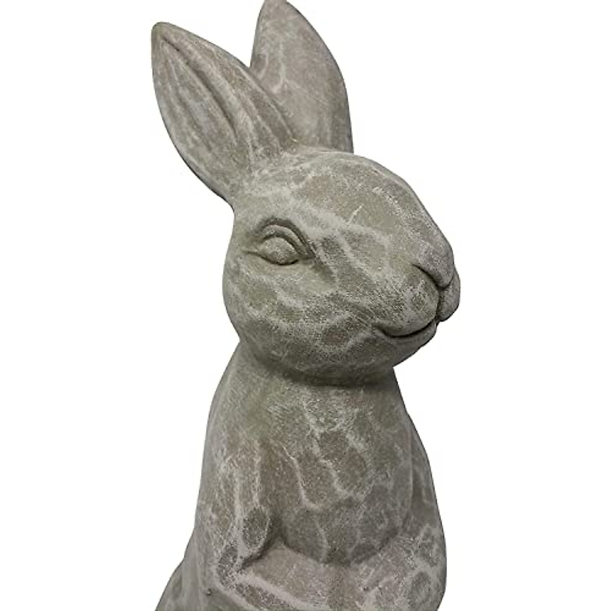 Elly Décor 14 Inch Tall Standing Sculpture for Your Patio & Yard, Outdoor Lawn décor, Cute Ceramic Figurine Garden Rabbit Bunny Statue, Gray Cement