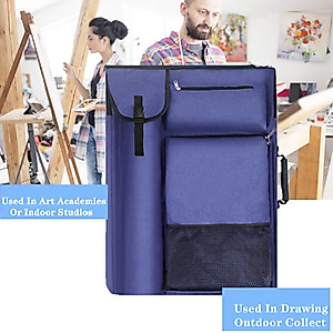 TreochtFUN Art Portfolio Case 18 x 24,Portfolio Bag For Artwork/Board/project/drawing,Artist Backpack(Navy Blue).
