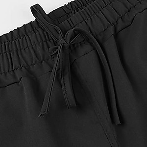 wmjolc Women's Cargo Pants Cotton Casual Joggers Pants Outdoor Combat Work Trousers Drawstring Waist Sweatpants with Pocket Black
