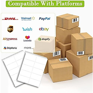 1000Pcs Return Address Labels, Razuvo 2" x 4" Printable Shipping Labels Standard Mailing Labels for Laser & Inkjet Printers, Strong Adhesive Sticker Labels (100 Sheets - Easy to Peel）