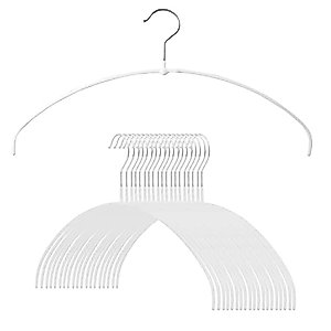 Mawa by Reston Lloyd Euro Ultra Light/Thin Series, Non-Slip Space-Saving Clothes Hanger for Shirts & Dresses, Style 40/PT, Set of 20, White