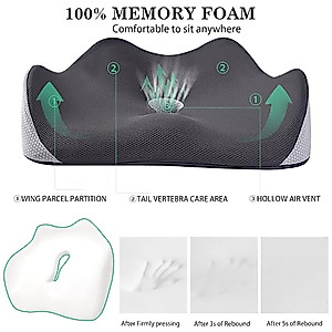PABTID Office Chair Seat Cushion - 3D Full Wrap Memory Foam Chairs Cushions - Non-Slip Sciatica, Back, Coccyx, Tailbone Pain Relief Chair Pad - Butt Pillow for Long Sitting Office Gaming Car