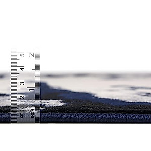 Unique Loom Metro Collection Modern Abstract Vintage Ink Blot Striped Area Rug, 5' 0" x 8' 0", Ivory/Navy Blue