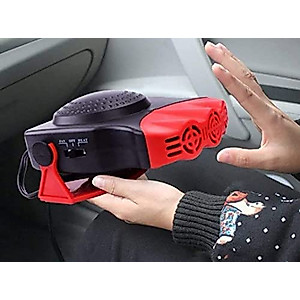 Car Heater That Plugs Cigarette Lighter, 12V 150W Rotatable Portable Car Heater Defroster Fans,2 in 1 Heating & Cooling Fast Heating Defrost Defogger for Car, SUV, Jeeps, Trucks - Red AE