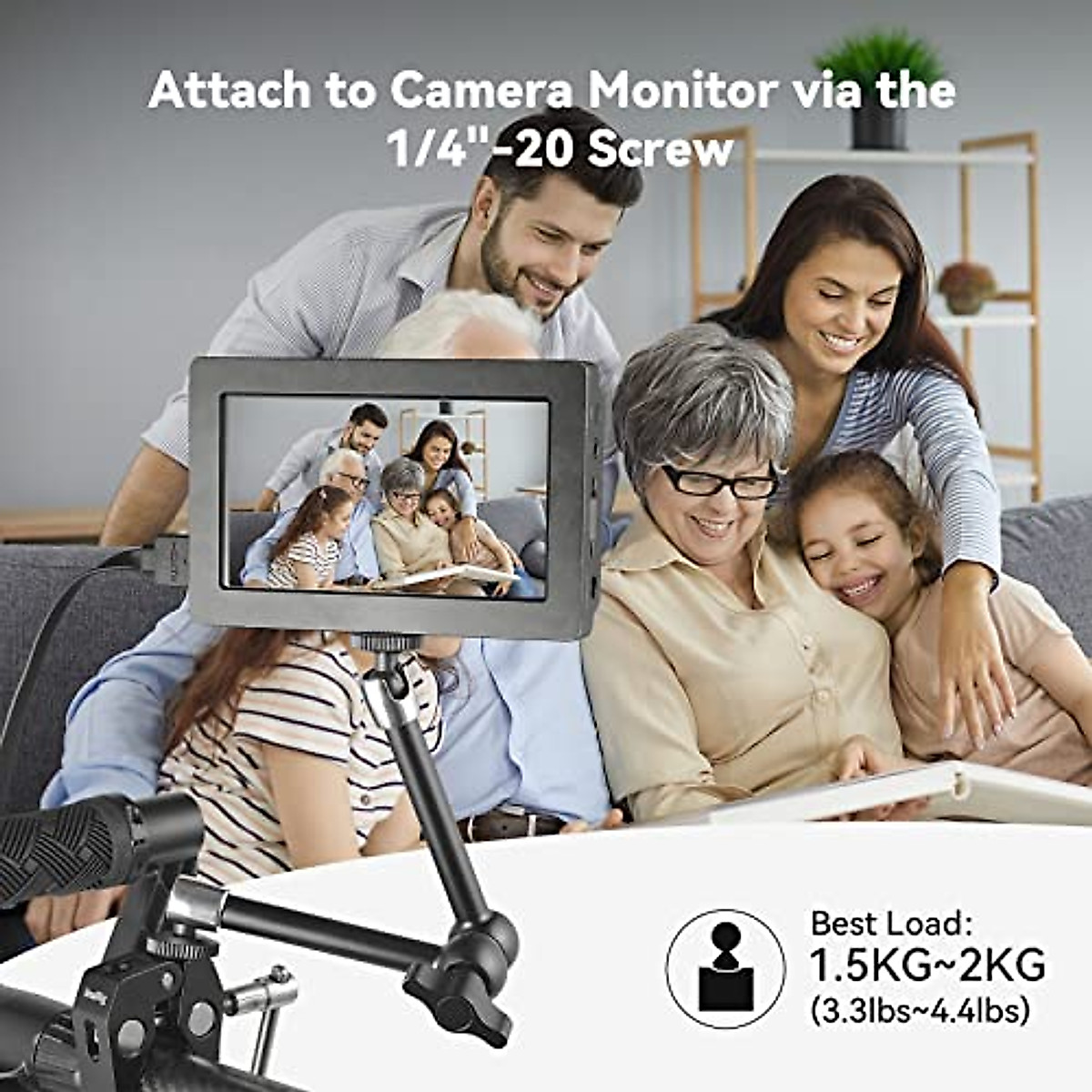 SmallRig 9.8 inch Adjustable Articulating Magic Arm with Both 1/4" Thread Screw for LCD Monitor/LED Lights - 2066B
