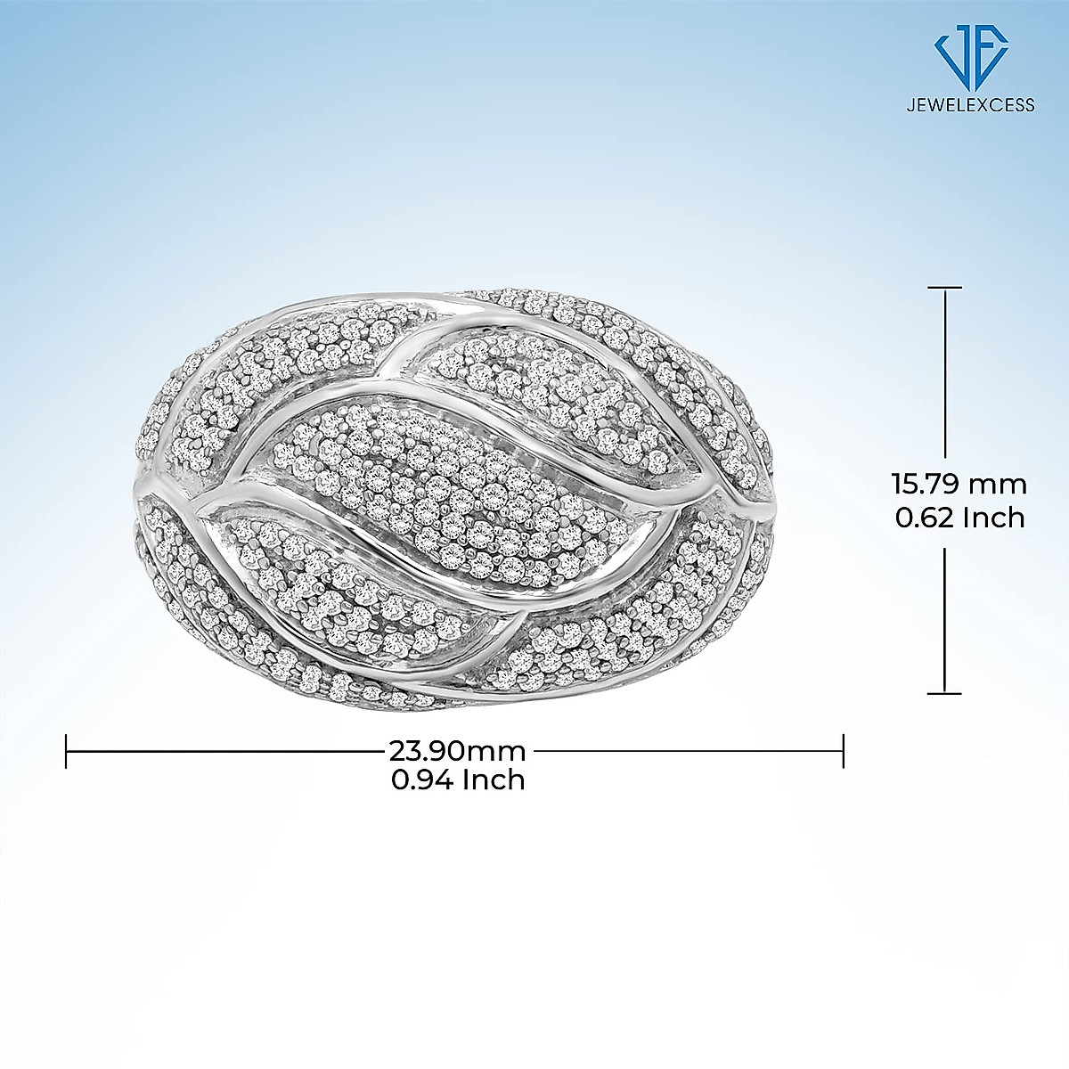 JEWELEXCESS White Diamond 1 Carat Ring with Sterling Silver for Women & Girls | Dome Shape Promise Ring with Round Cut Diamonds