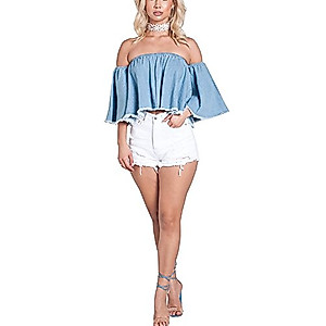 Aodrusa Womens Ripped Denim Shorts Mid Waist Sexy Short Cutoff Distressed Short Jeans White US 2-4