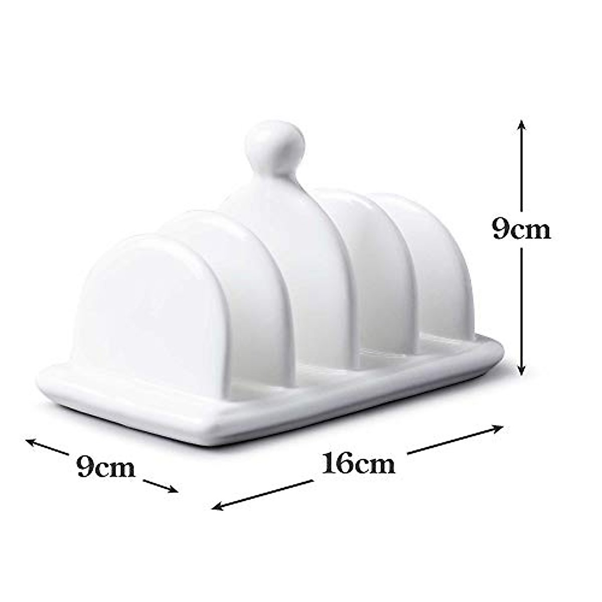 WM Bartleet & Sons 1750 Traditional Porcelain 4 Slot Toast Rack with Carry Handle/Knob– White