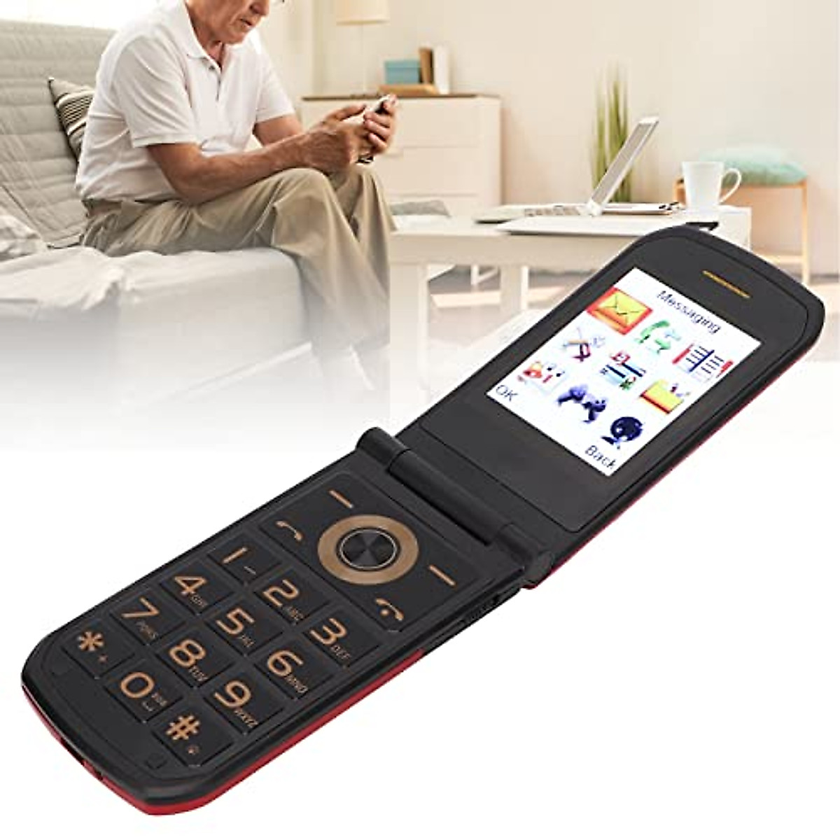 Tangxi Flip Phone for Seniors,Unlocked Senior Flip Cell Phone with Big Buttons GSM Flip Phone for Elderly,Fast Dial,Camera,Radio,Calculator,Calendar (Red)