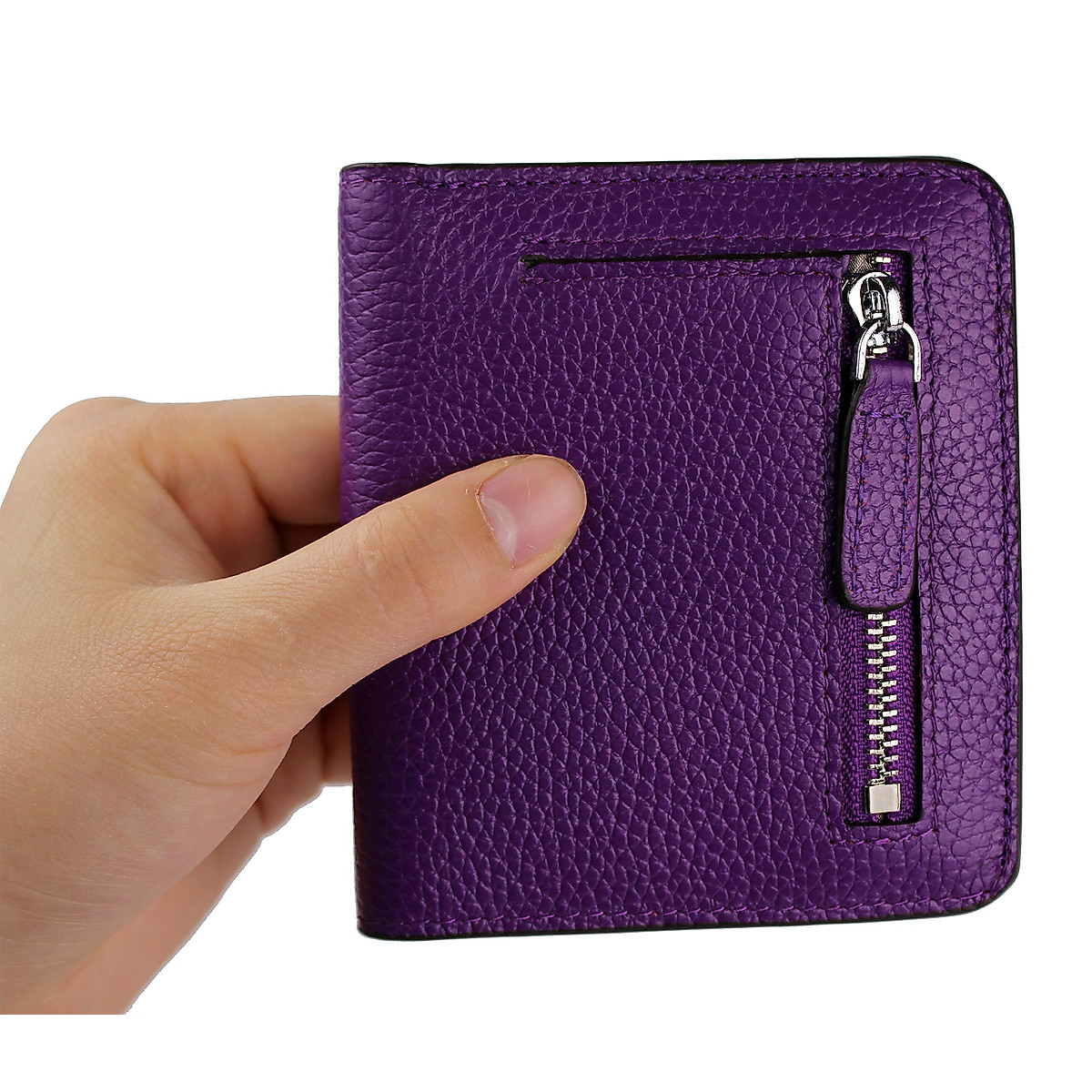 KELADEY Women's RFID Blocking Small Genuine Leather Wallet Ladies Mini Card Case Purse (Lavender Purple)