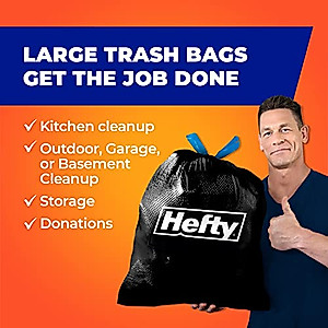 Hefty Ultra Strong Multipurpose Large Trash Bags, Black, Unscented, 30 Gallon, 14 Count