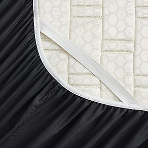 Empyrean Extra Deep Pocket Queen Fitted Sheet Only - Black Fitted Sheet Queen Size, Soft Fitted Bed Sheets for 18 to 24 Inch Mattresses, Luxury Queen Fitted Sheet Deep Pocket with Corner Straps