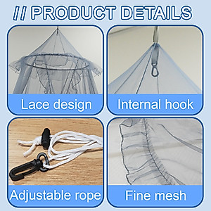 Daksha Princess Bed Canopy for Girls Room, Top and Door Trim with Lace Edges, Bed Canopy with Ruffles Fits Single, Twin, Full, and Queen Beds, Bedroom Decoration (Gray)