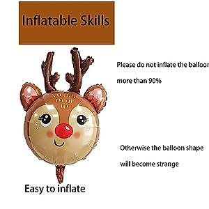 Reindeer Balloons Christmas Balloons Reindeer Head Foil Balloons for Christmas-Themed Party Birthday Party Supplies Decorations Party Decorations Balloons Party Sets-3pcs