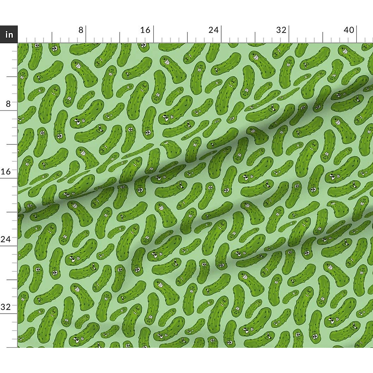 Spoonflower Fabric - Pretty Pickles Pickled Cucumbers Jars Faces Printed on Petal Signature Cotton Fabric Fat Quarter - Sewing Quilting Apparel Crafts Decor