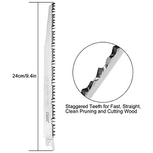 10Pcs 9” Reciprocating Saw Blade for Wood Pruning Cutting, 5-TPI Big Teeth Saw Blade, Carbon Steel Metal Sabre Saw Blades, Wood Pruning Saw Replacement for Dewalt Bosch Black & Decker Makita