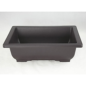 1 Pcs Rectangular Plastic Bonsai Training Pot + Tray Set 10"x 7.5"x 3" - Dark Brown