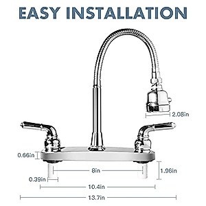 EXCELFU RV Kitchen Faucet, RV Sink Faucets for Kitchen with Flexible Arc 360 Degree Rotatable Sprayer, RV Kitchen Sink Faucet Replacement for Campers, RVs Motorhomes, Travel Trailers (8 inches Apart)