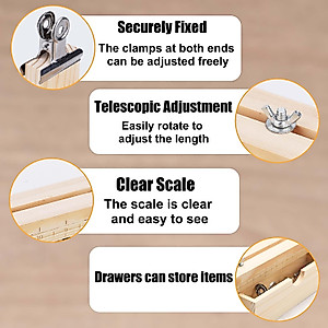 NQEUEPN Wood Bracelet Jig, Adjustable Wood Jig Bracelet Maker with 2 Metal Clips DIY U Shape Clear Scale Bracelet Jig for DIY Craft Hand Bracelet Knitting Tool (Drawer)