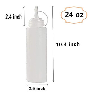 6 Pack 24oz Squeeze Bottle Condiment Squeeze Bottles Plastic ketchup Squeeze Squirt bottle For Sauce,BBQ,Dressing,Paint,Workshop,Arts and Crafts
