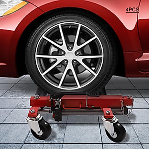 BEYANEE 1500LBS Heavy Duty Car Wheel Dolly, Set of 4 Car Dolly,with 360 Degree Wheels Capacity Auto Vehicle Moving Dolly for Vehicle Storage Furniture Mover Trailer, 25" x 22"(Red)
