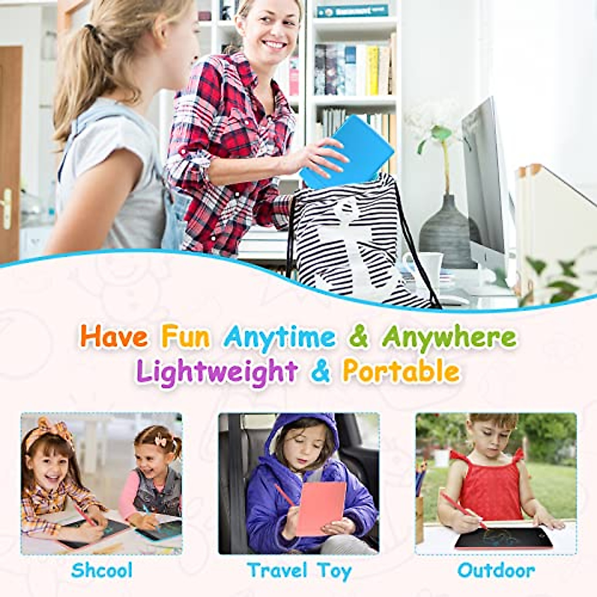 2 Pack LCD Writing Tablet, 8.5 Inch Electronic Drawing Pad, Colorful Toddler Doodle Board,Educational Learning Gifts for Kids Age 3 4 5 6 7 8 Years Old Girls Boys (Blue+Pink)