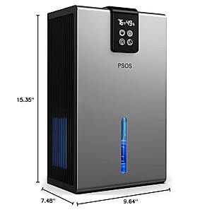 PSOS Dehumidifier, 98 OZ Tank Capacity, Dehumidifiers with Auto Shut Off, Quiet Operation,Portable Dehumidifier for Home, Basement, Bedroom, 890 sq.ft Coverage Area