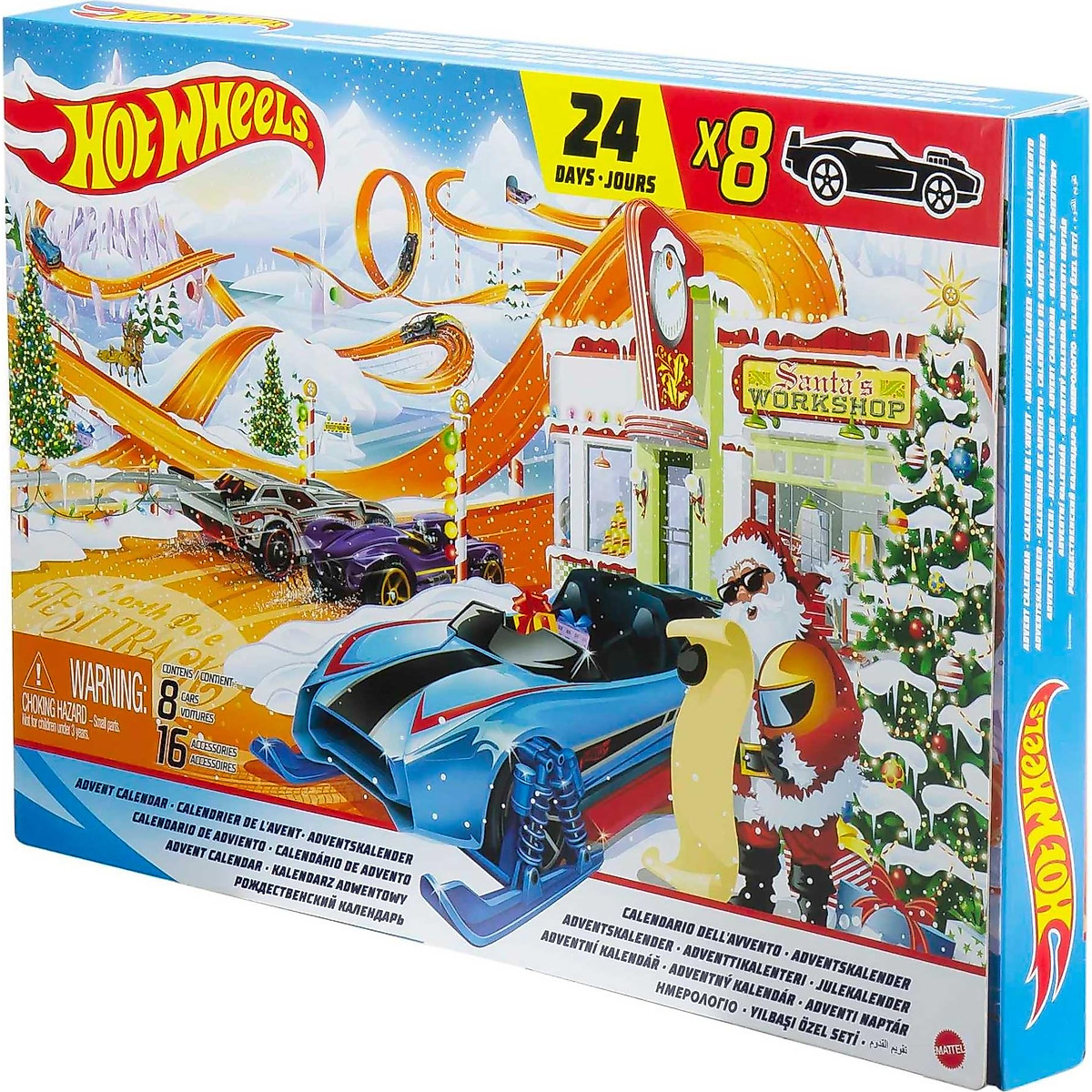 Hot Wheels 2021 Advent Calendar with 24 Surprises That Include 8 1:64 Scale Vehicles & Other Cool Accessories, Plus a Play Pane Mat, for Collectors & Kids 3 Years Old & Up