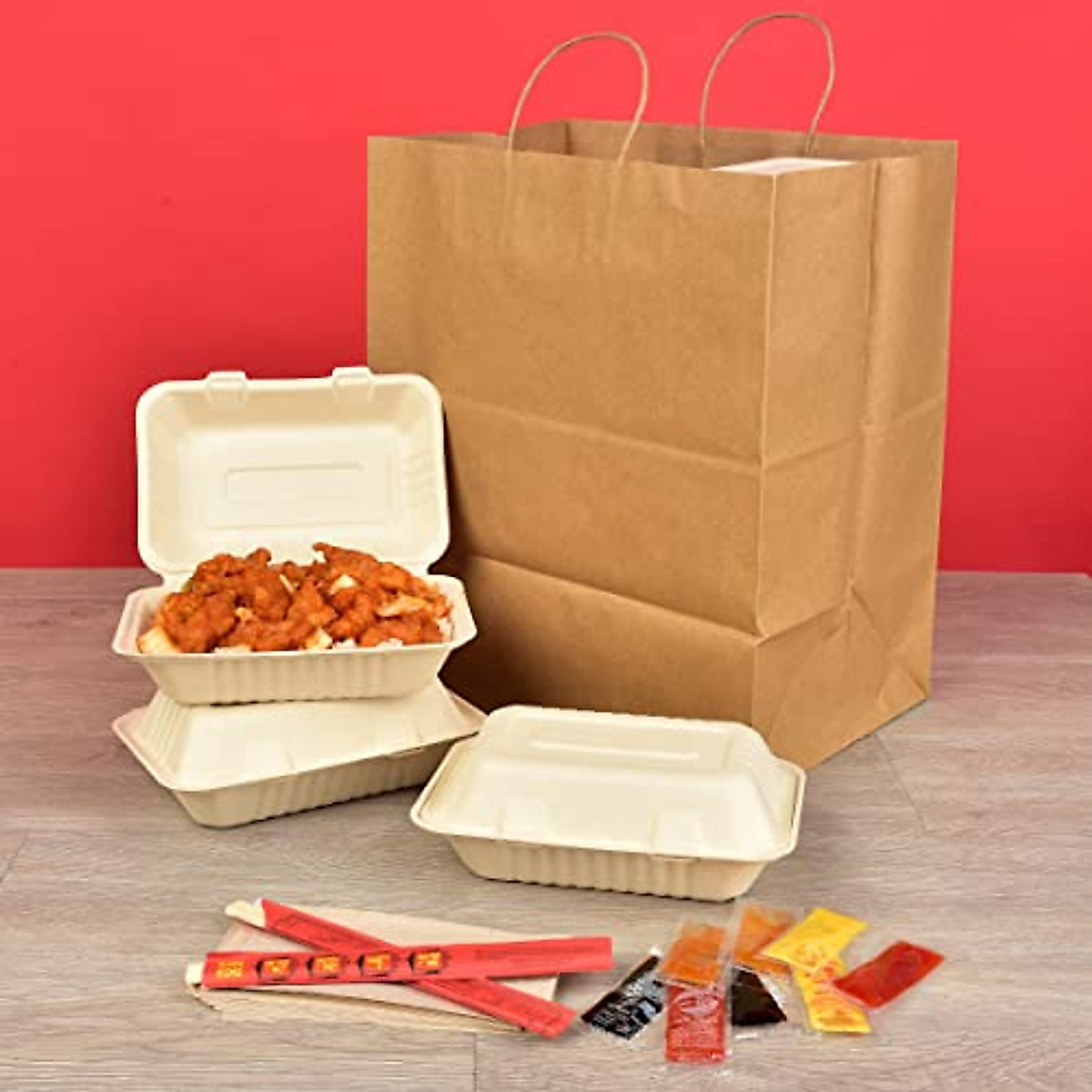Shopping Bags for Boutique - 14x10x16.5 Inch 50 Pack Kraft Paper Bags, Large Brown Paper Bags with Handles, Small Business, Retail, Merchandise Bags, Restaurant Supplies, Takeout, Delivery Bags, Bulk