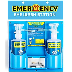 Frifreego Portable Eye Wash Station with Eyewash Bottles, Emergency Wall Mount Eyewash Station, Self-contained Eye Wash Kit with Mirror&16.09oz Bottles, Emergency Eye Wash Unit, NO Eyewash Solution