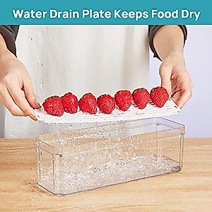 Vtopmart Set of 7 Fridge Organizer, Stackable Fruit Storage Containers for Fridge, Fridge Organizers and Storage Clear with lids, BPA-Free Refrigerator Organizer Bins with Drain Tray for Vegetables, Fruits, Food, Drinks