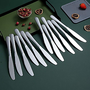 Berglander Dinner Knives Set Of 12, Stainless Steel Shiny Mirror Dinner Knife, Butter Knife Spreader Table Knives Sturdy And Dishwasher Safe