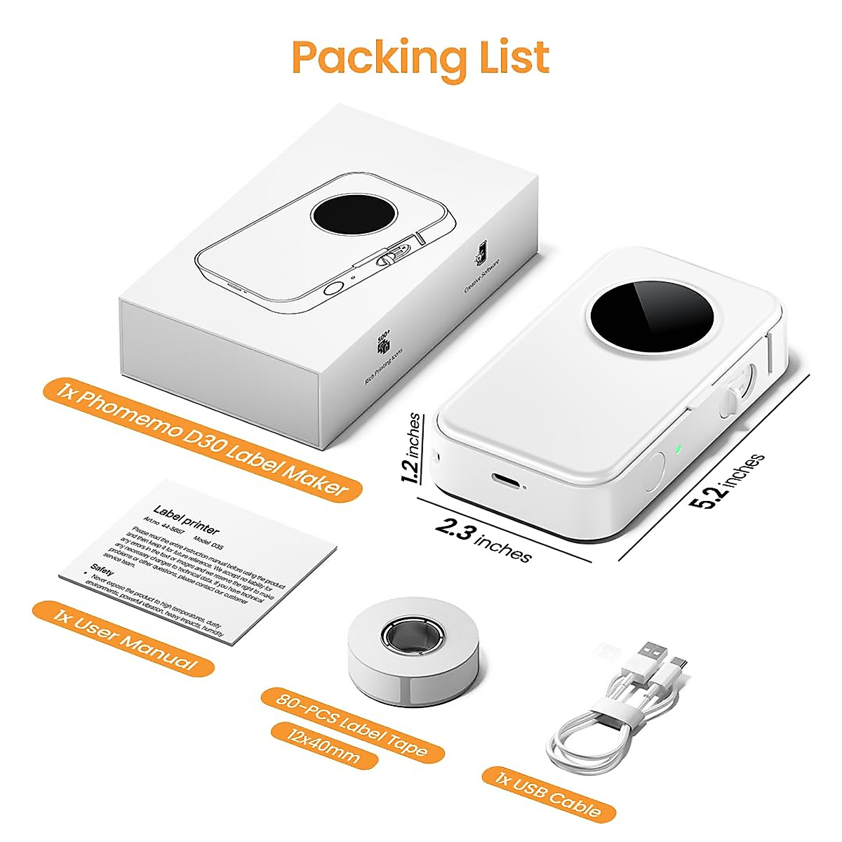 Phomemo Label Maker Machine with Tape, D35 Wireless Bluetooth Labels Maker Portable Mini Label Printer, Easy to Use with Smartphone Small Sticker Labeler Multiple Templates for Home Office organizing