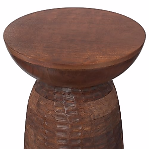 SIMPLIHOME Boyd SOLID MANGO WOOD 13 inch Wide Round Contemporary Wooden Accent Table in Warm Dark Brown, Fully Assembled, for the Living Room and Bedroom