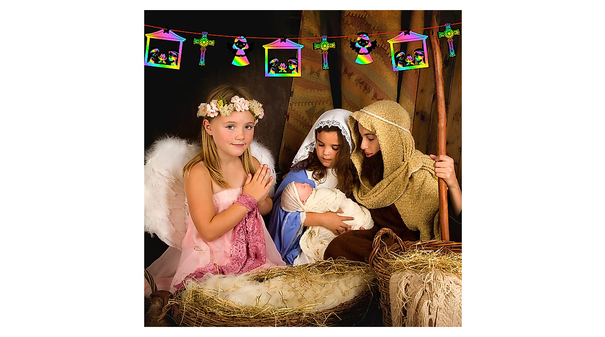 80pcs Nativity Jesus Scratch Paper Art for Kids