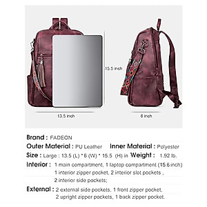 FADEON Laptop Backpack Purse for Women Large Designer PU Leather Laptop Bag, Ladies Computer Shoulder Bags