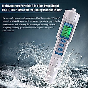 PH/EC/Temp Meter Professional 3 in 1 Portable High Accuracy Handheld Pen Testing Water Quality Tester Meter