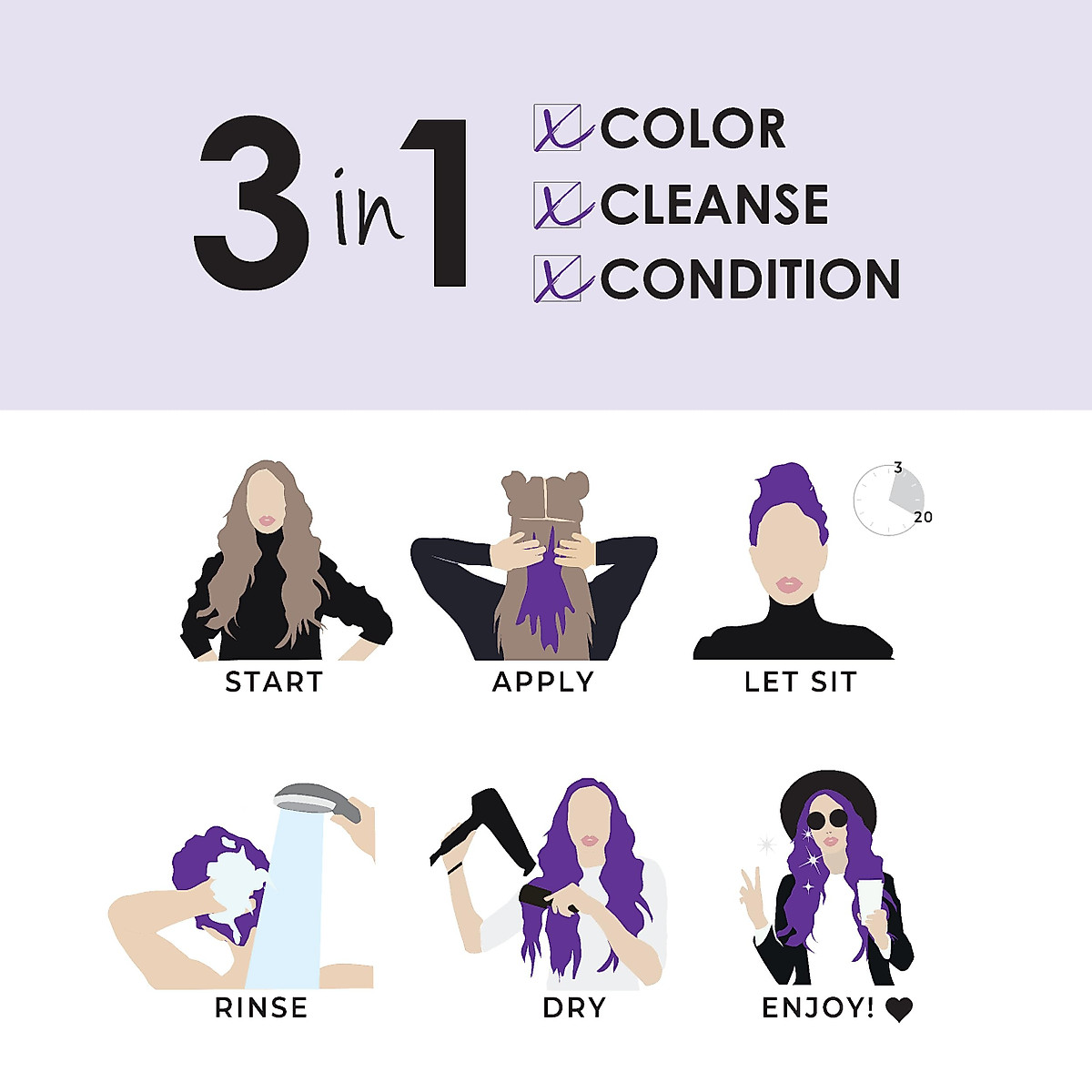 KERACOLOR Clenditioner for Brunettes PURPLE Dye, Semi Permanent Hair Color Depositing Conditioner, Cruelty-free, 12 Fl Oz (Pack of 1)