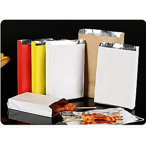 100 Pcs Aluminum Foil Hamburger Sleeves Small,Aluminum Foil Hot Dog Bags,Grease Resistant Serving Snack Bags For hot dogs, hamburgers, sandwiches, bagels (Brown)