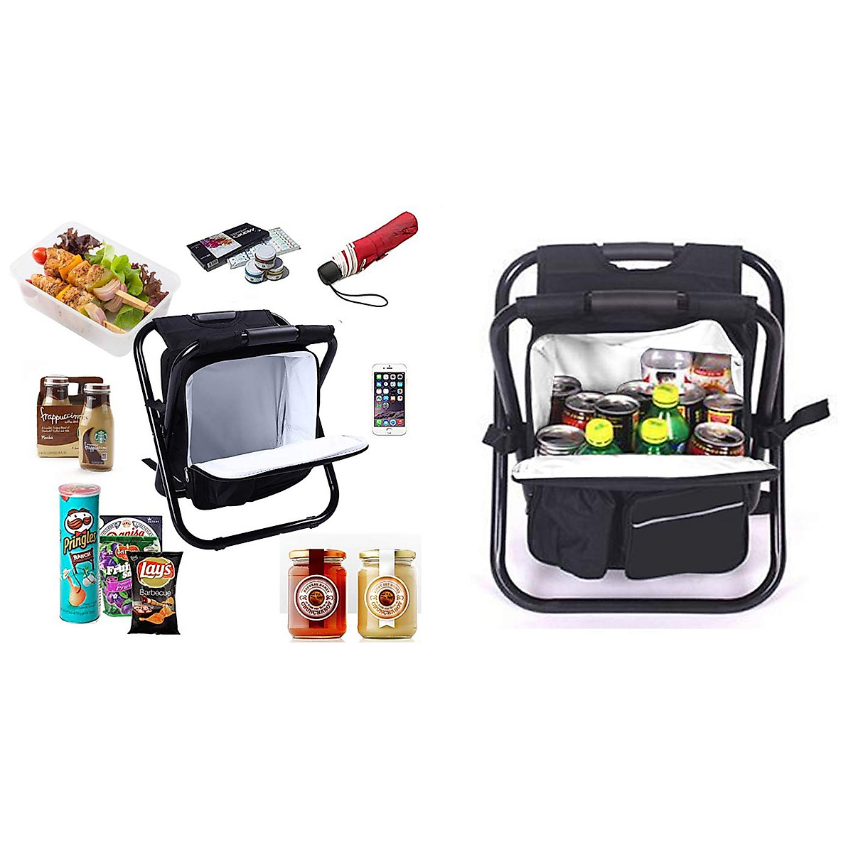 HANERDUN 3 in 1 Cooler Backpack, Foldable Fishing Chair, Portable Backpack Chair with Fabric Cooler Bag, Soft Sided Cooler Chair for Outdoor Hiking Events Beach Fishing Camping