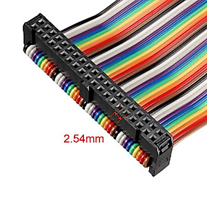 Tool parts IDC Rainbow Wire Flat Ribbon Cable 40P D-type FC/FC Connector 2.54mm Pitch 0.5m
