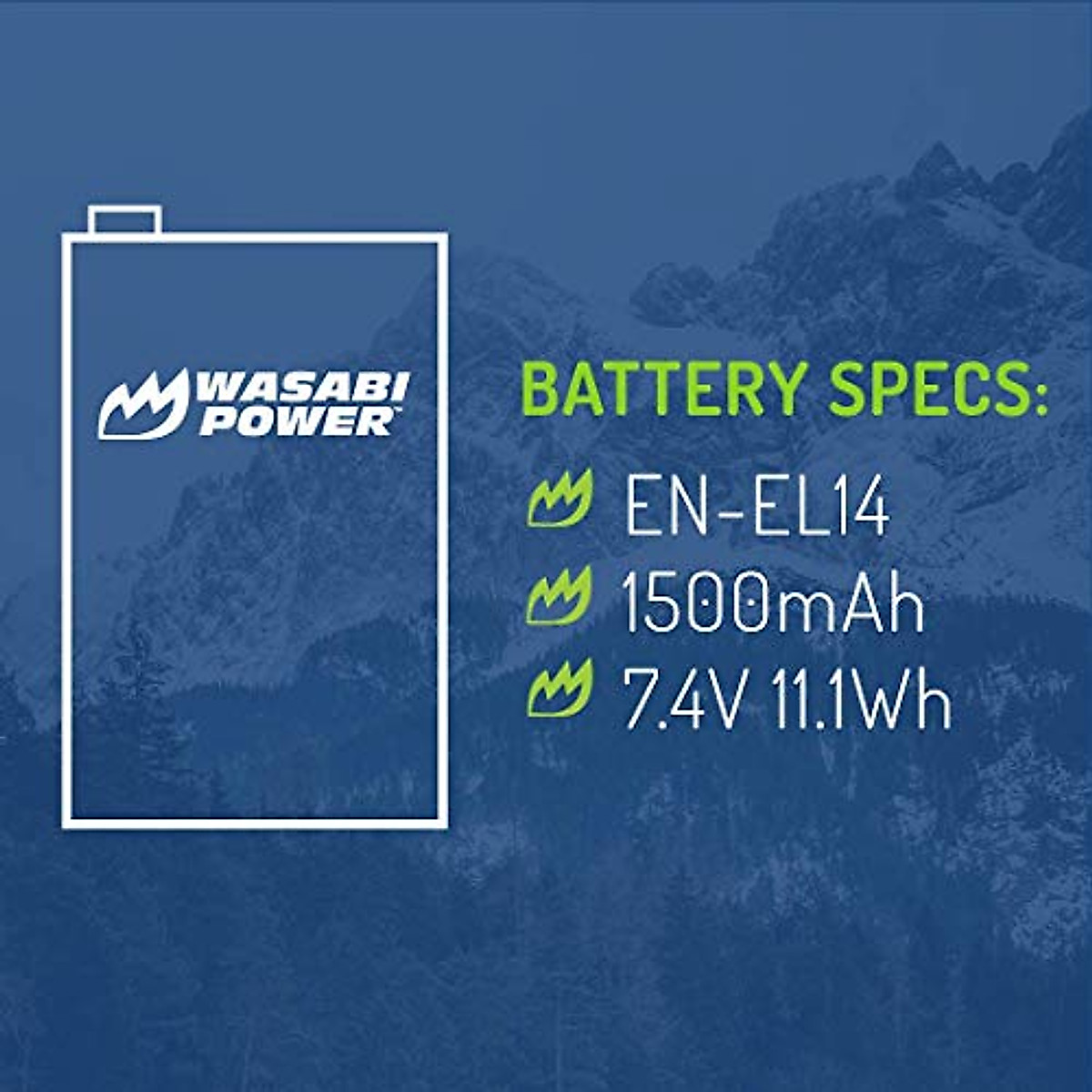 Wasabi Power Battery (2-Pack) for Nikon EN-EL14, EN-EL14a and Nikon Coolpix P7000, P7100, P7700, P7800, D3100, D3200, D3300, D5100, D5200, D5300, Df