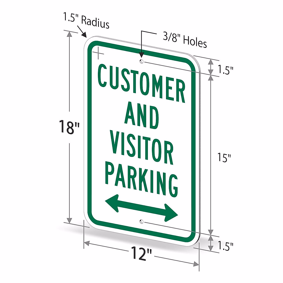 SmartSign-K-5661-EG "Customer and Visitor Parking" Sign with Bi-directional Arrow | 12" x 18" 3M Engineer Grade Reflective Aluminum